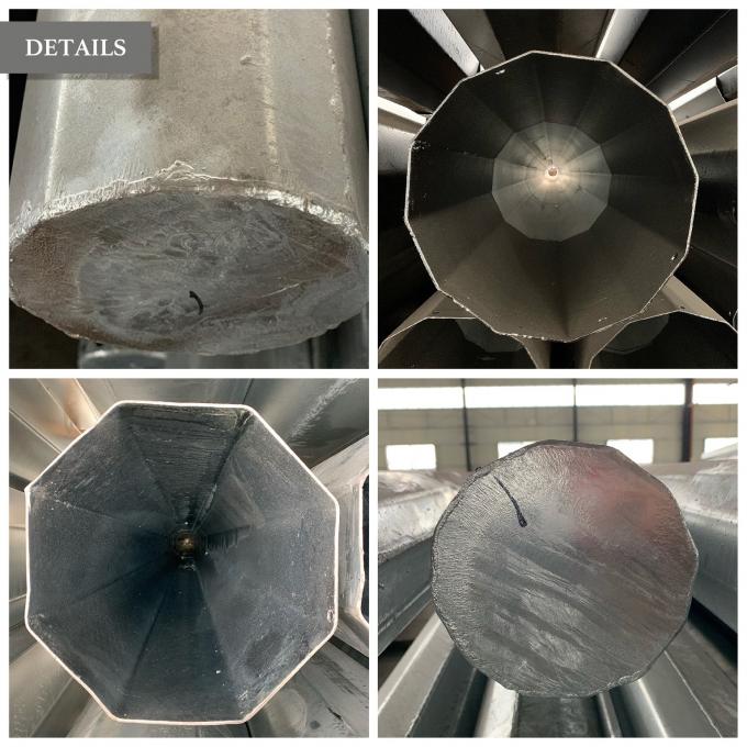 2M - 50M Electrical Power Pole / Steel Power Pole Gray With Black Color