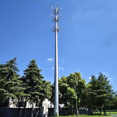 35m Steel Antennas Monopoles With Platform for Telecommunication Post ...