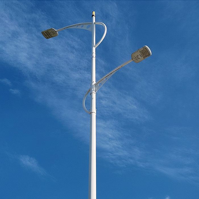 Galvanized Steel Street Light Pole With Single Or Double Arm With Painting