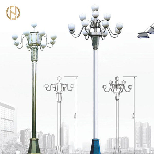Hot Dip Galvanized Outdoor Street Lamp Post 2.5mm - 30mm Thickness