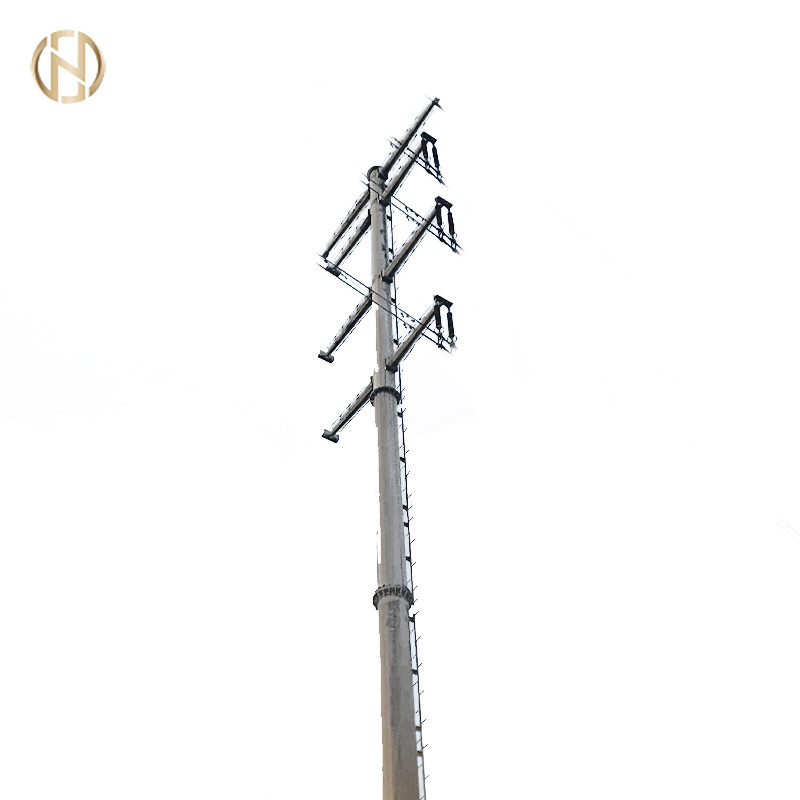 Galvanized Transmission Electrical Steel Pole Hot DIP Galvanized ...