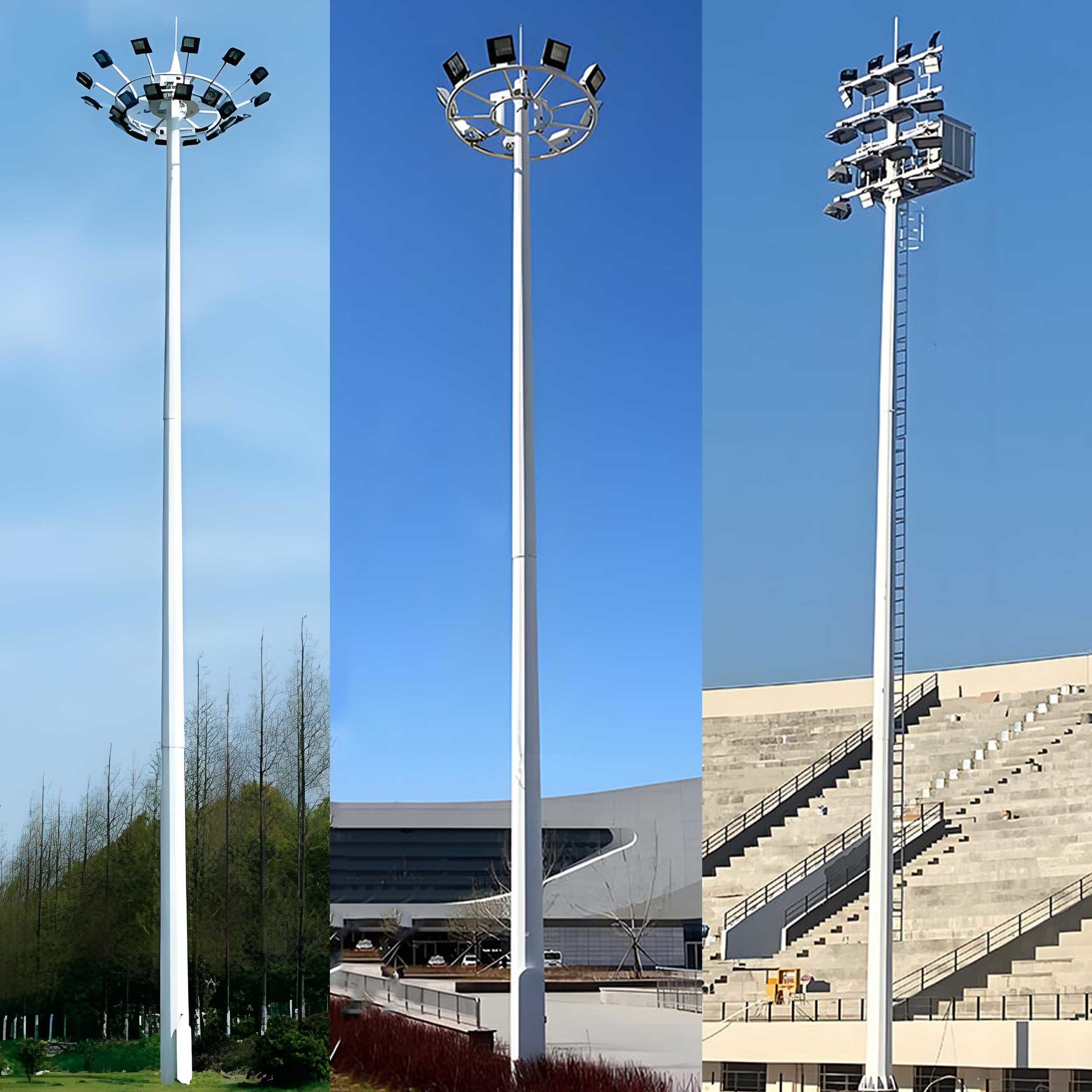 15m to 50m Adjustable High Pole Light Stadium High Mast Light Pole Hot ...