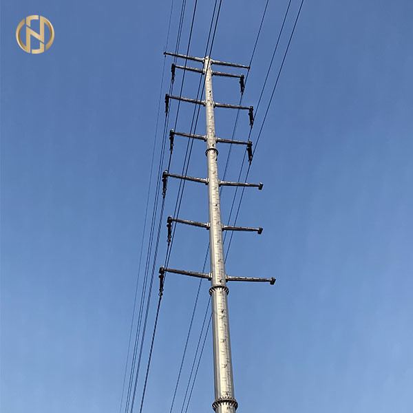 Galvanized Steel Transmission Pole 12.2m 69KV Well Finished Galvanization