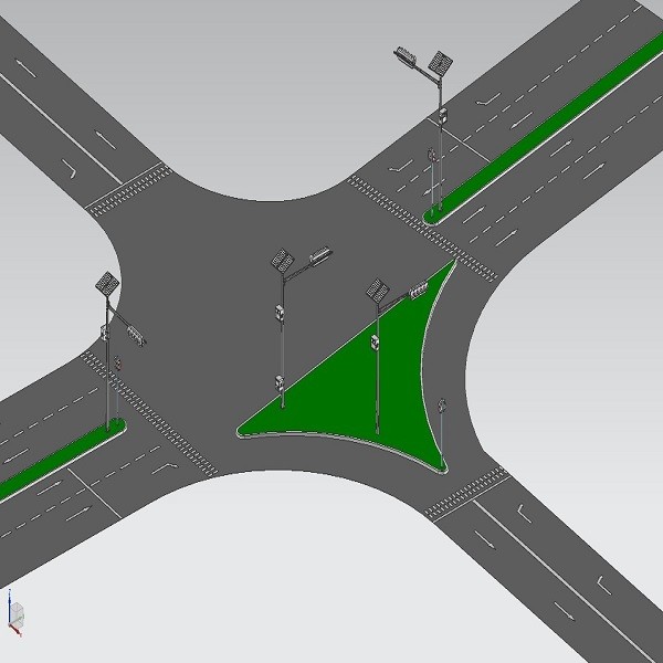 Cross Road Installation Traffic Signal Post 3M 3.3M Straight Type
