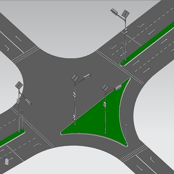 Cross Road Installation Traffic Signal Post 3M 3.3M Straight Type