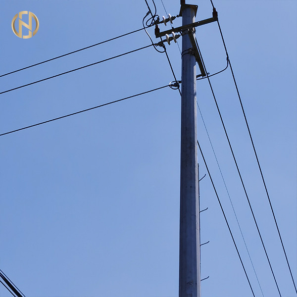 2M - 50M Electrical Power Pole / Steel Power Pole Gray With Black Color