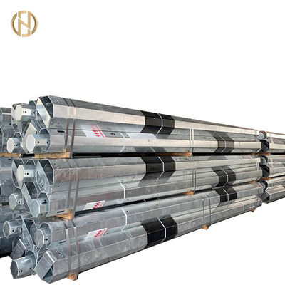 2M - 50M Electrical Power Pole / Steel Power Pole Gray With Black Color